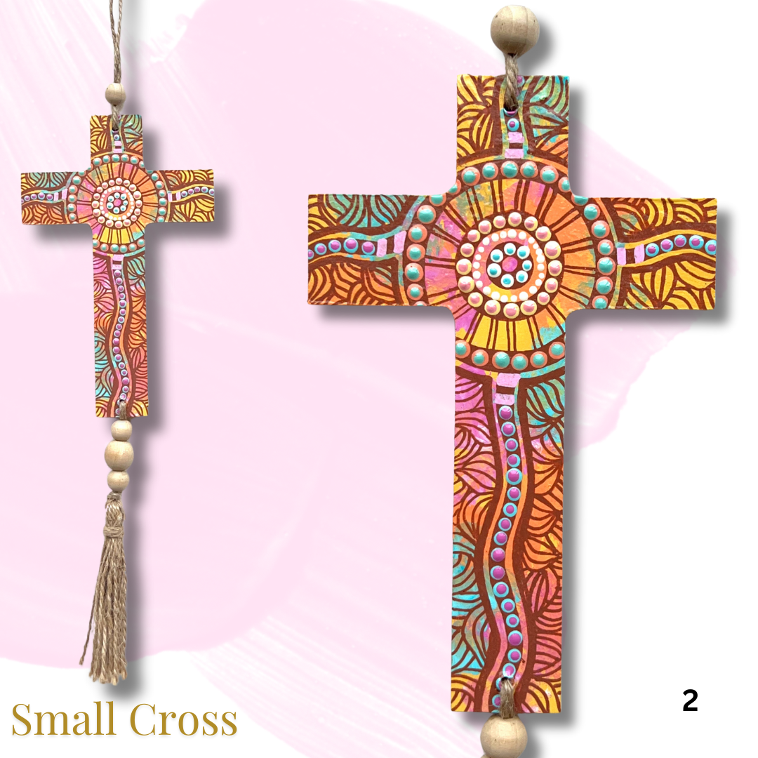Small Hand Painted Wood Cross (2) | Deep Water Shark Gallery ...